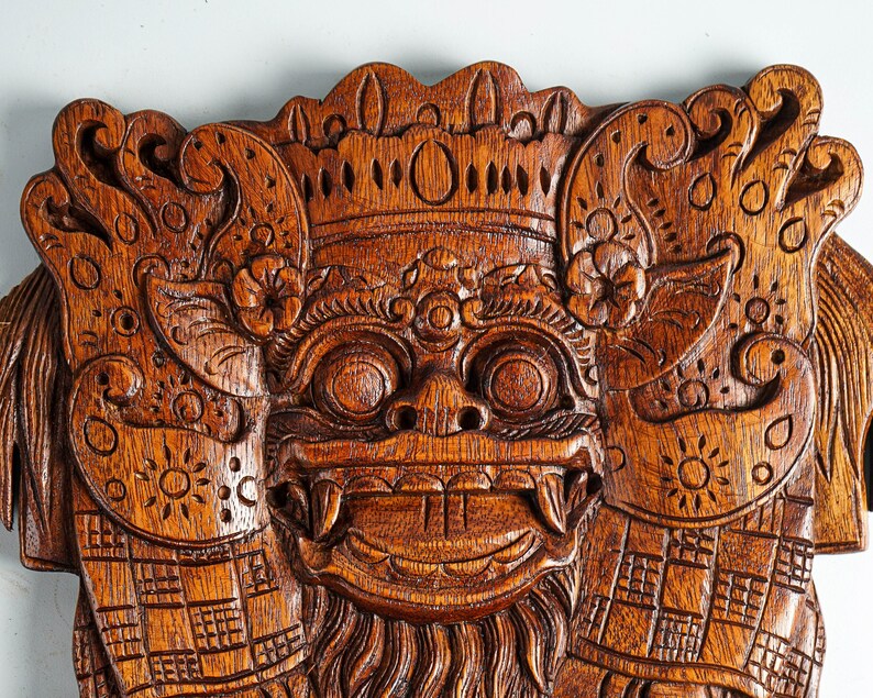 Balinese Barong Wall Decor, Wood Carving, Wall Art, Barong Figurine ...