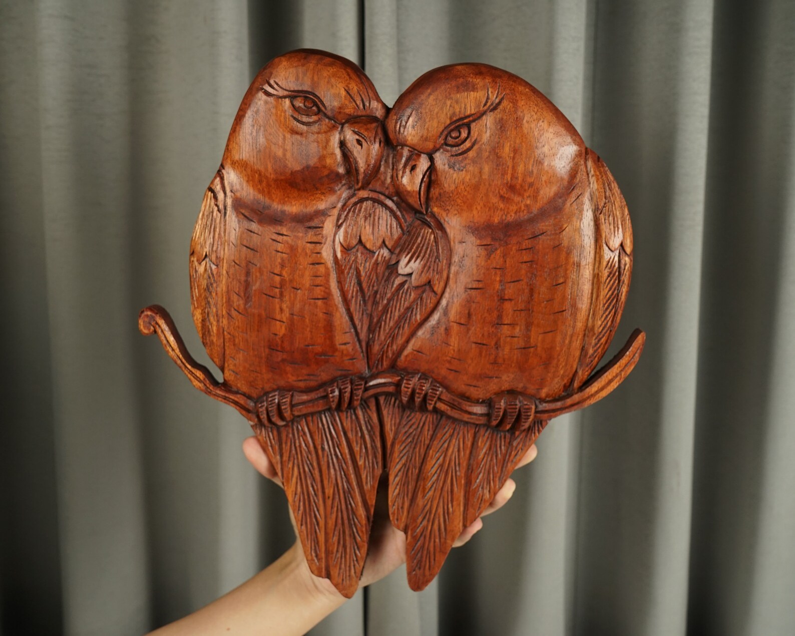 Parrots Couple Wall Decor Wood Carving Hanging Art Bird - Etsy