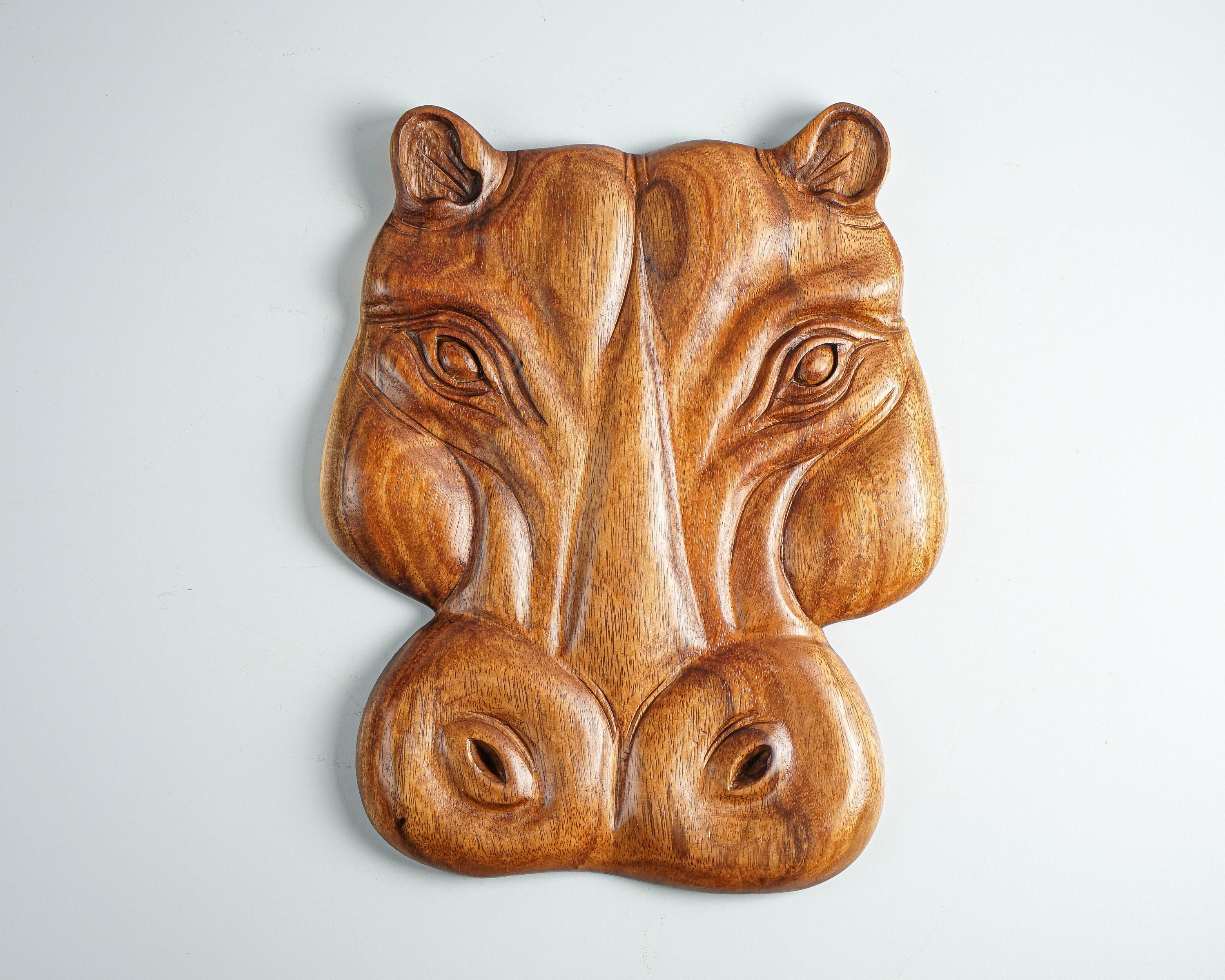 Hippo Wall Decor Hippopotamus Wild Animal Wood Carving - Etsy
