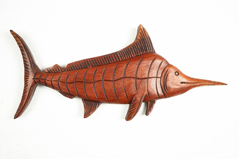 Marlin Wall Art Wooden Statue Wall Decor Wood Carving - Etsy