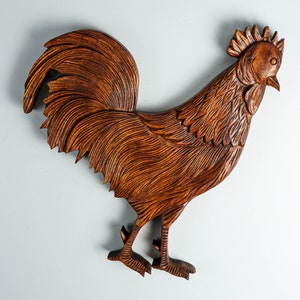 Wooden Rooster Wall Decor, Rooster Wall Hanging, Wood Carving, Animal ...