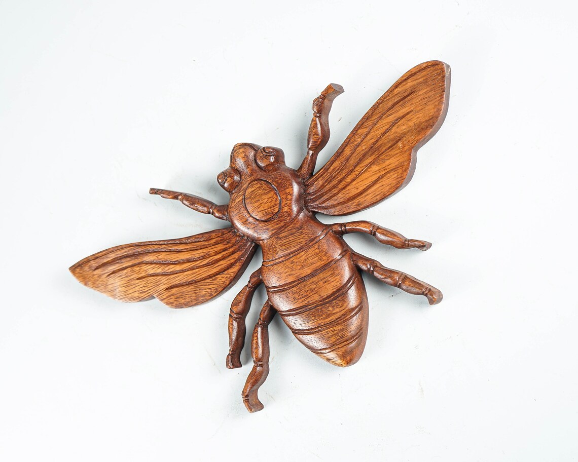 Bee Wall Art Wood Carving Insect Statue Handcrafted Animal | Etsy