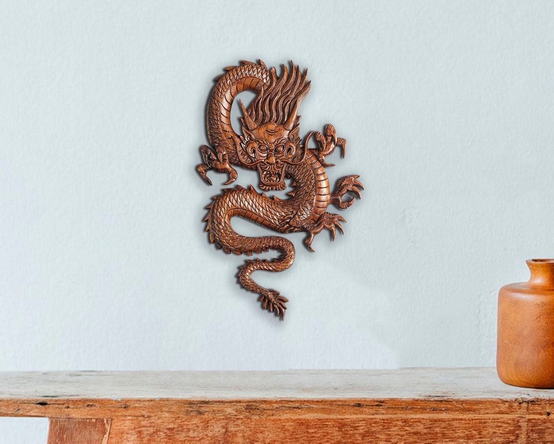 Angry Dragon Wall Art Chinese Dragon Mystical Animal Wood - Etsy