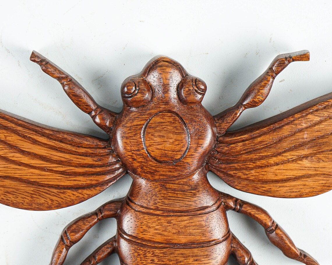 Bee Wall Art Wood Carving Insect Statue Handcrafted Animal | Etsy