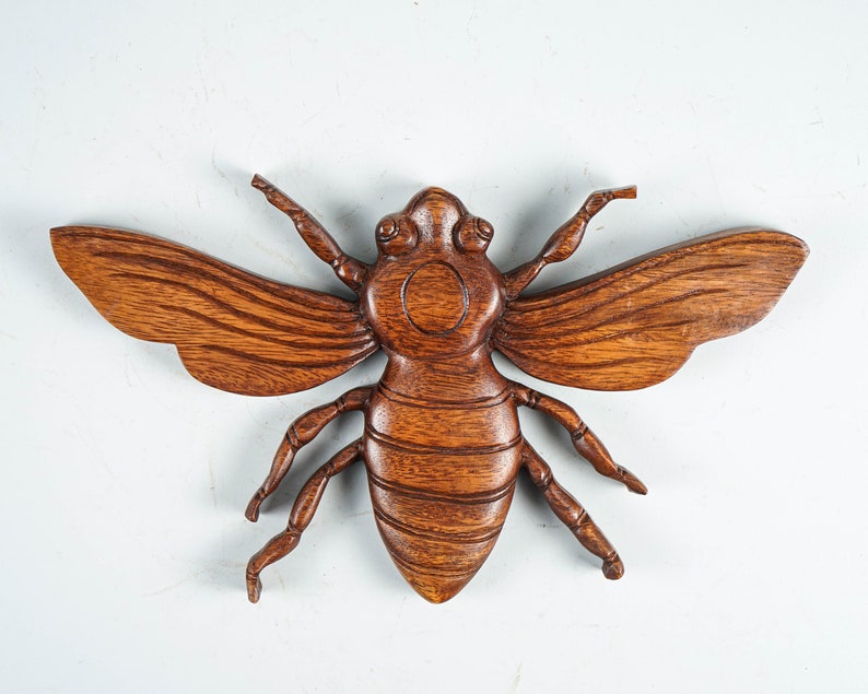 Bee Wall Art Wood Carving Insect Statue Handcrafted Animal - Etsy