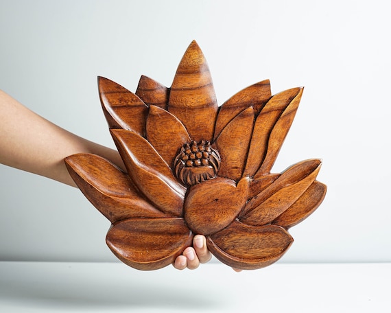 Lotus Flower Decor Wooden Lotus Flower Hanging Flower Wall - Etsy