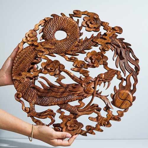 Chinese Dragon Wall Decor Dragon Wall Art Wood Carving - Etsy