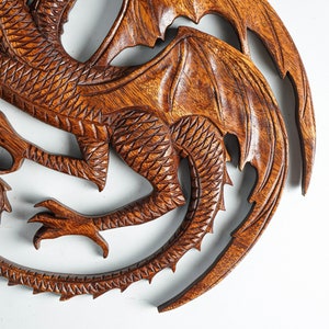Hydra Dragon Wall Art, Wooden Three Headed Dragon, Wall Art, Hanging ...