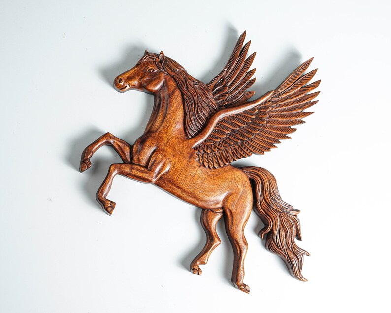 Pegasus Flying Wall Figurine Hand Carved Horse Wall Decor - Etsy