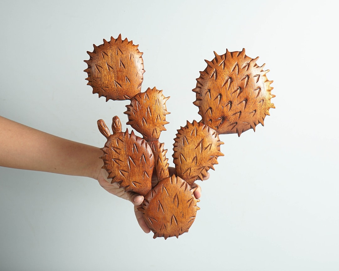 Cactus Wall Decor, Wooden Cactus, Wood Carving, Handcrafted, Cactus ...