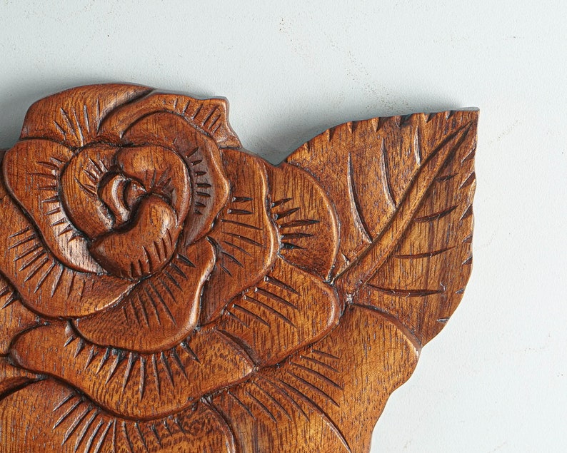 Wooden Rose Rose Wall Decor Wood Carving Wooden Flower | Etsy