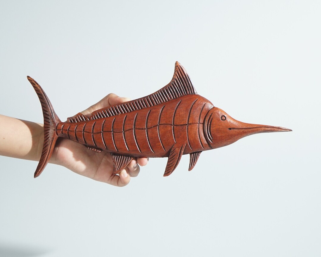 Marlin Wall Art, Wooden Statue, Wall Decor, Wood Carving, Fish Ornament ...