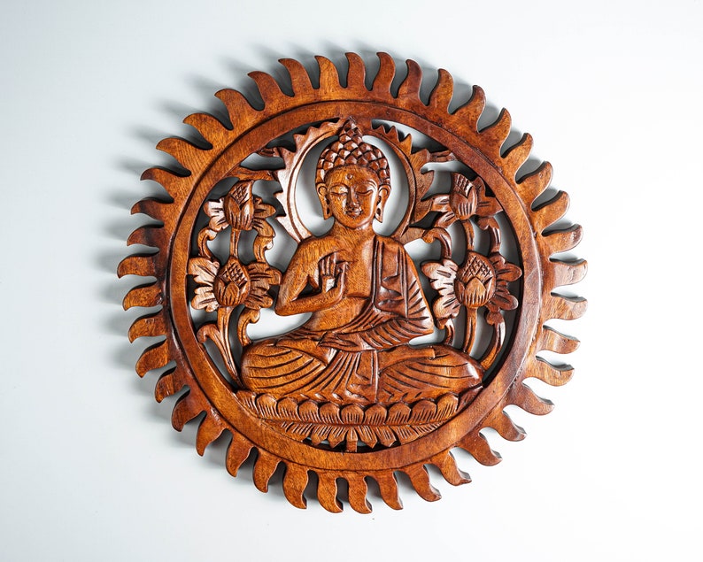 Buddha Wall Decor Hanging Buddha Sculpture Woodcarving - Etsy
