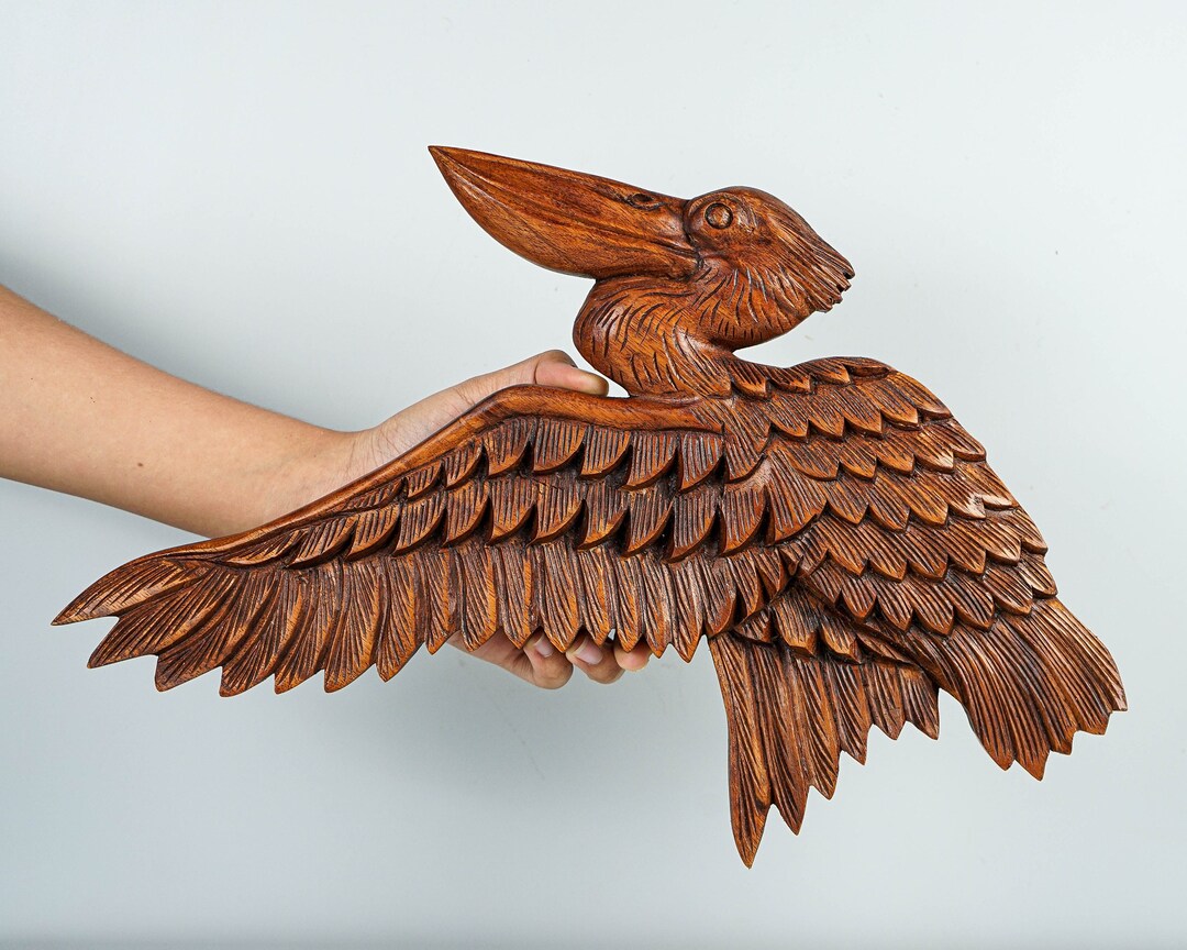 Pelican Bird Wall Art, Wooden Pelican Bird, Flying Pelican Wall Decor ...