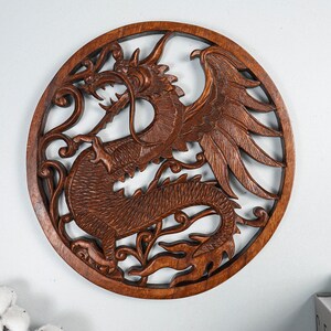 Wooden Dragon Statue, Wall Art, Chinese Dragon, Mystical Animal, Wood ...