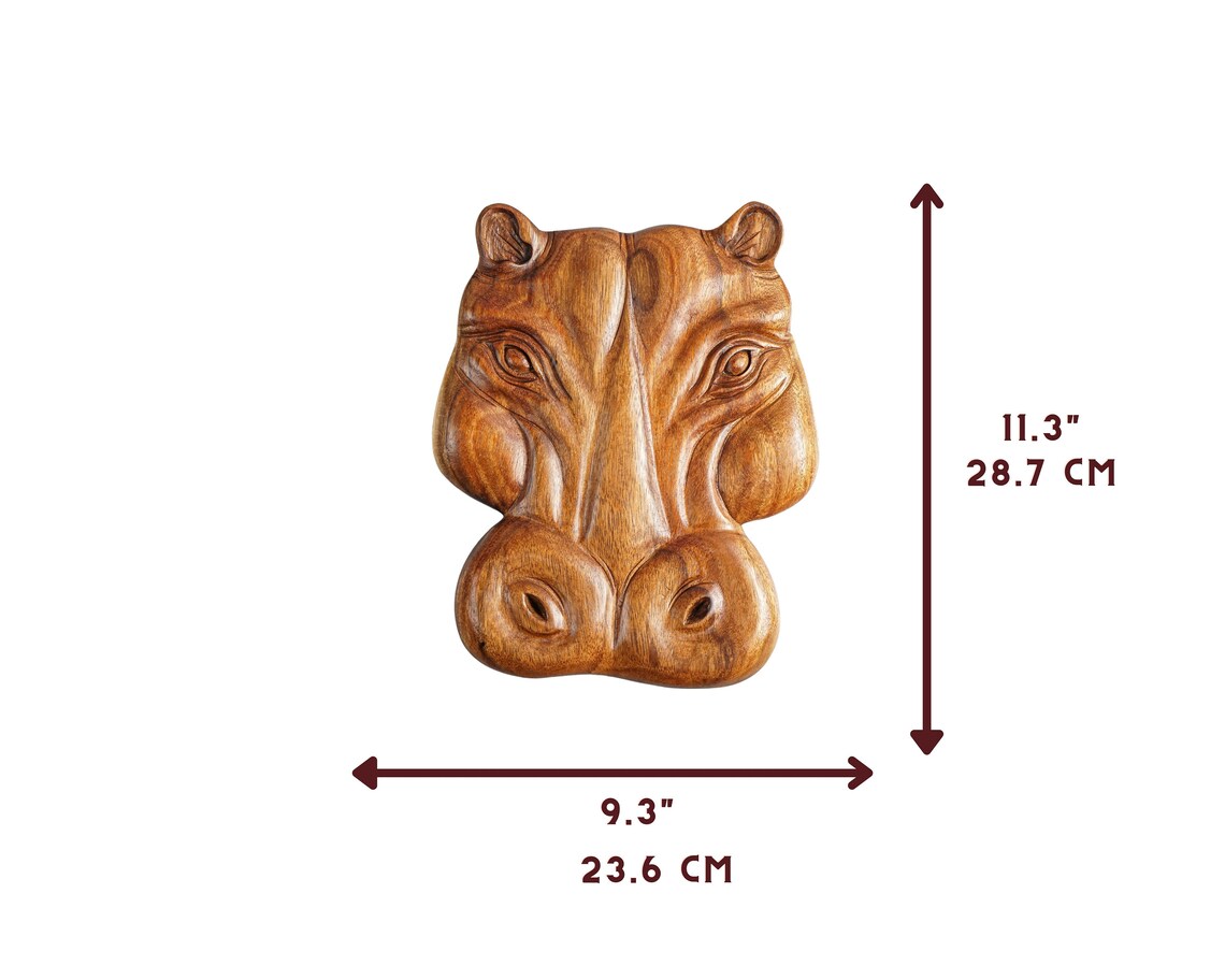 Hippo Wall Decor Hippopotamus Wild Animal Wood Carving | Etsy
