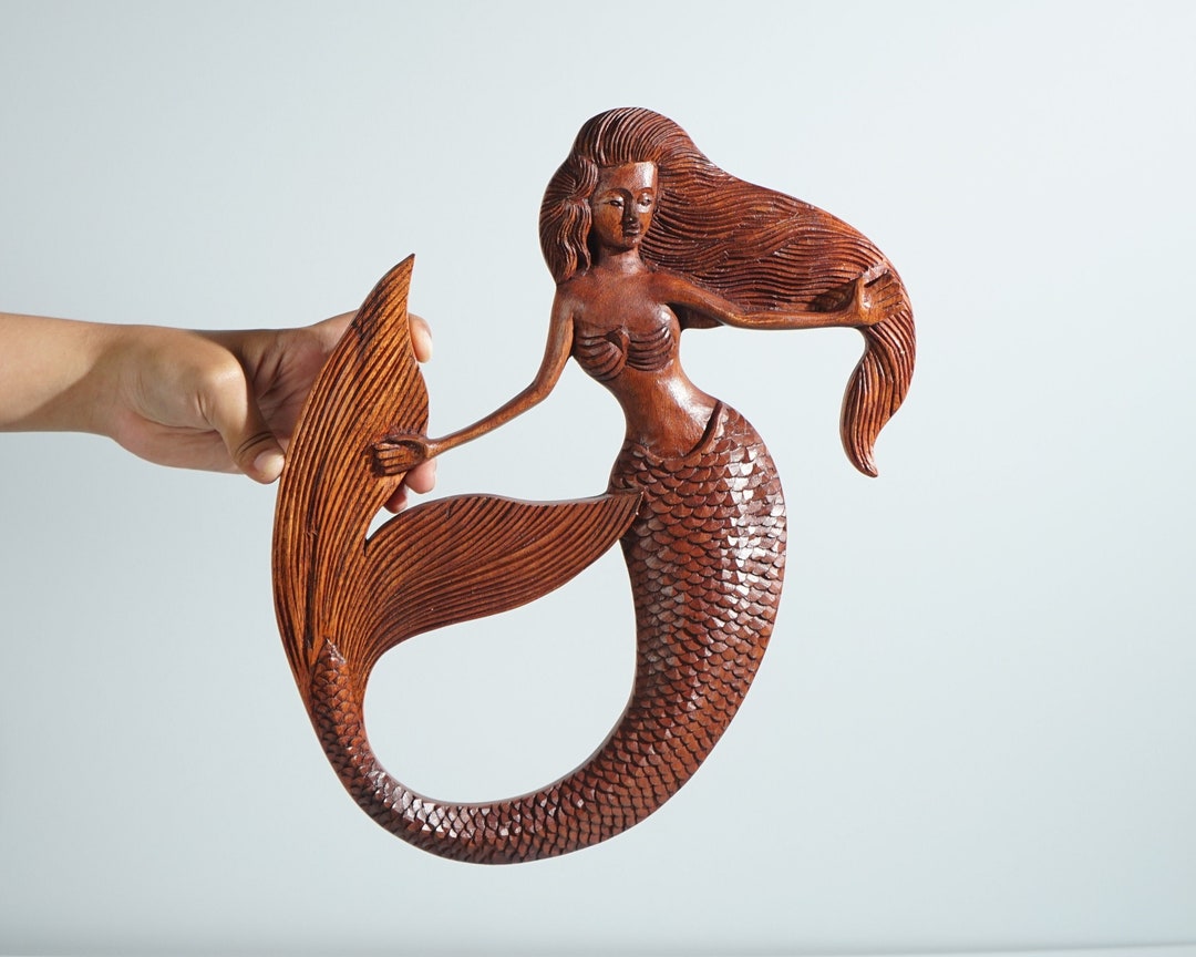Mermaid Wood Art, Wall Decor, Hanging Art, Wood Carving, Artwork, Ocean ...
