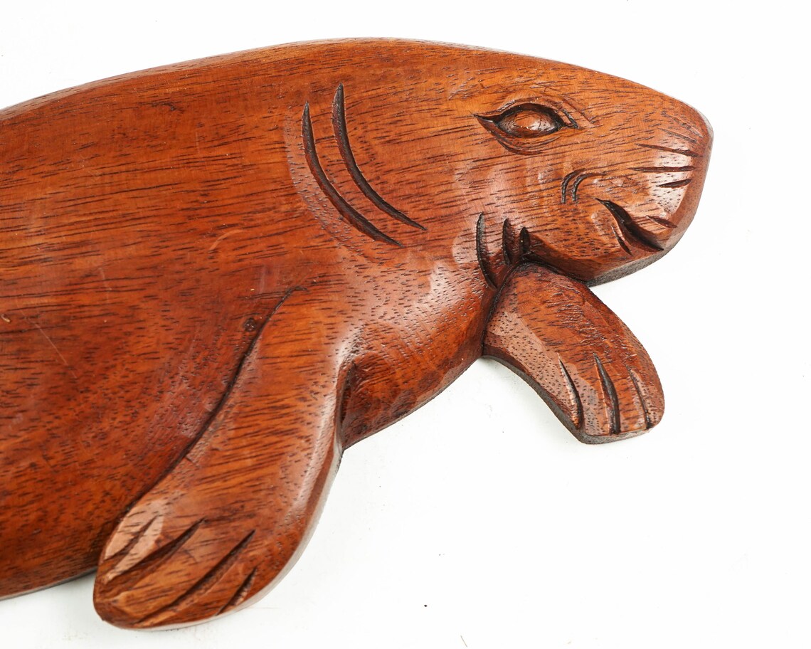 Manatee Wall Ornament Wooden Statue Wall Art Wood Carving | Etsy