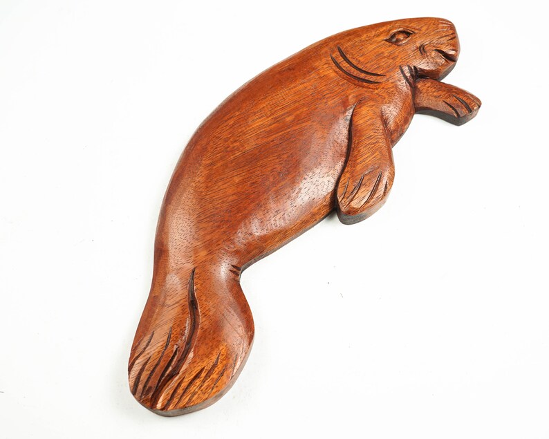 Manatee Wall Ornament Wooden Statue Wall Art Wood Carving | Etsy