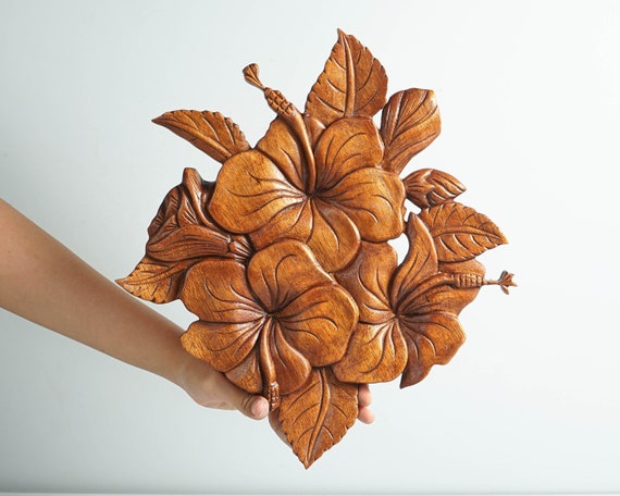 Wood Hibiscus Flower NOVICA Hibiscus Wood Cross Sculpture With Hand