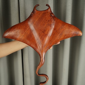 Manta Ray Sculpture, Wooden Statue, Wood Wall Art, Wood Carving, Marine ...