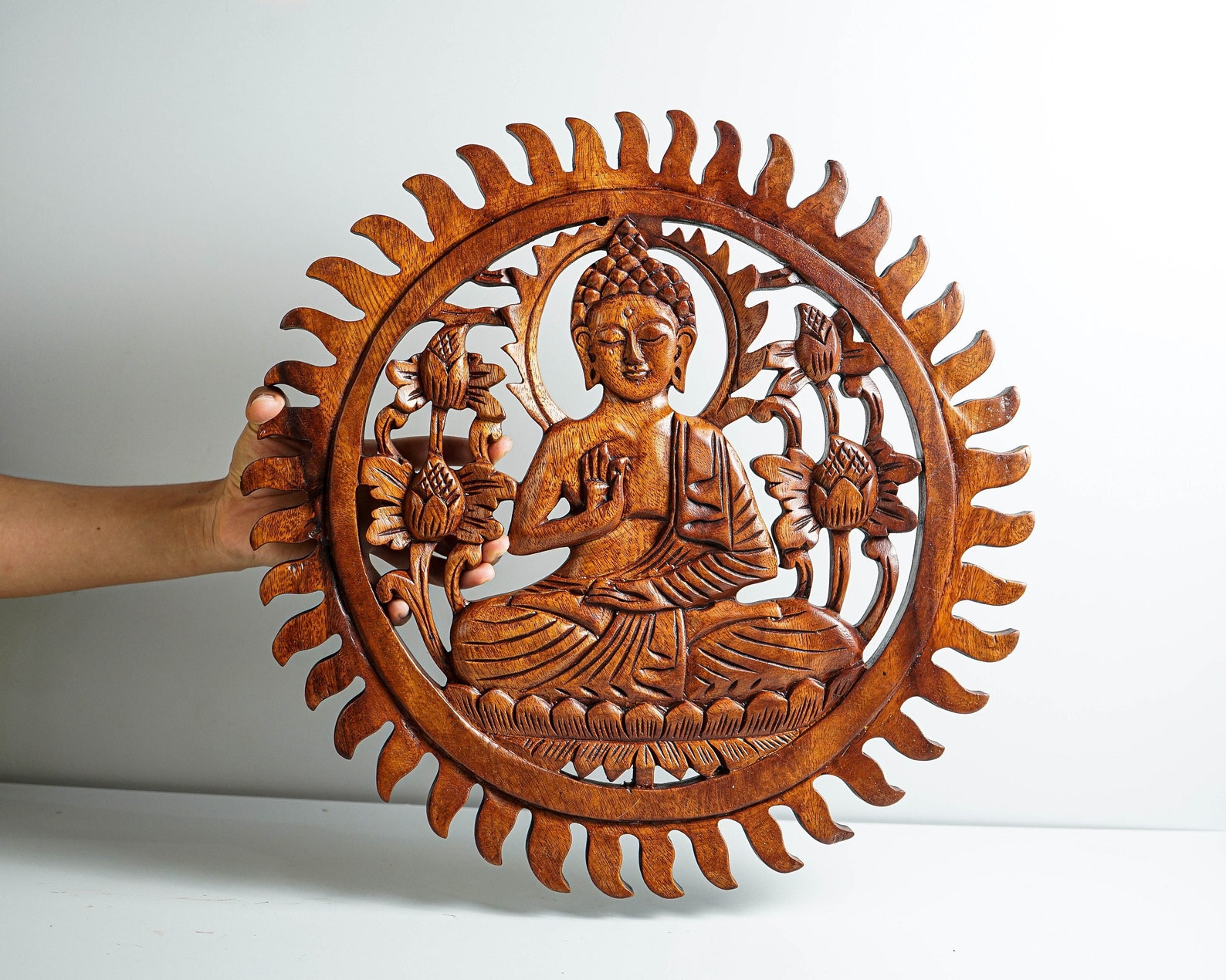 Buddha Wall Decor Hanging Buddha Sculpture Woodcarving - Etsy