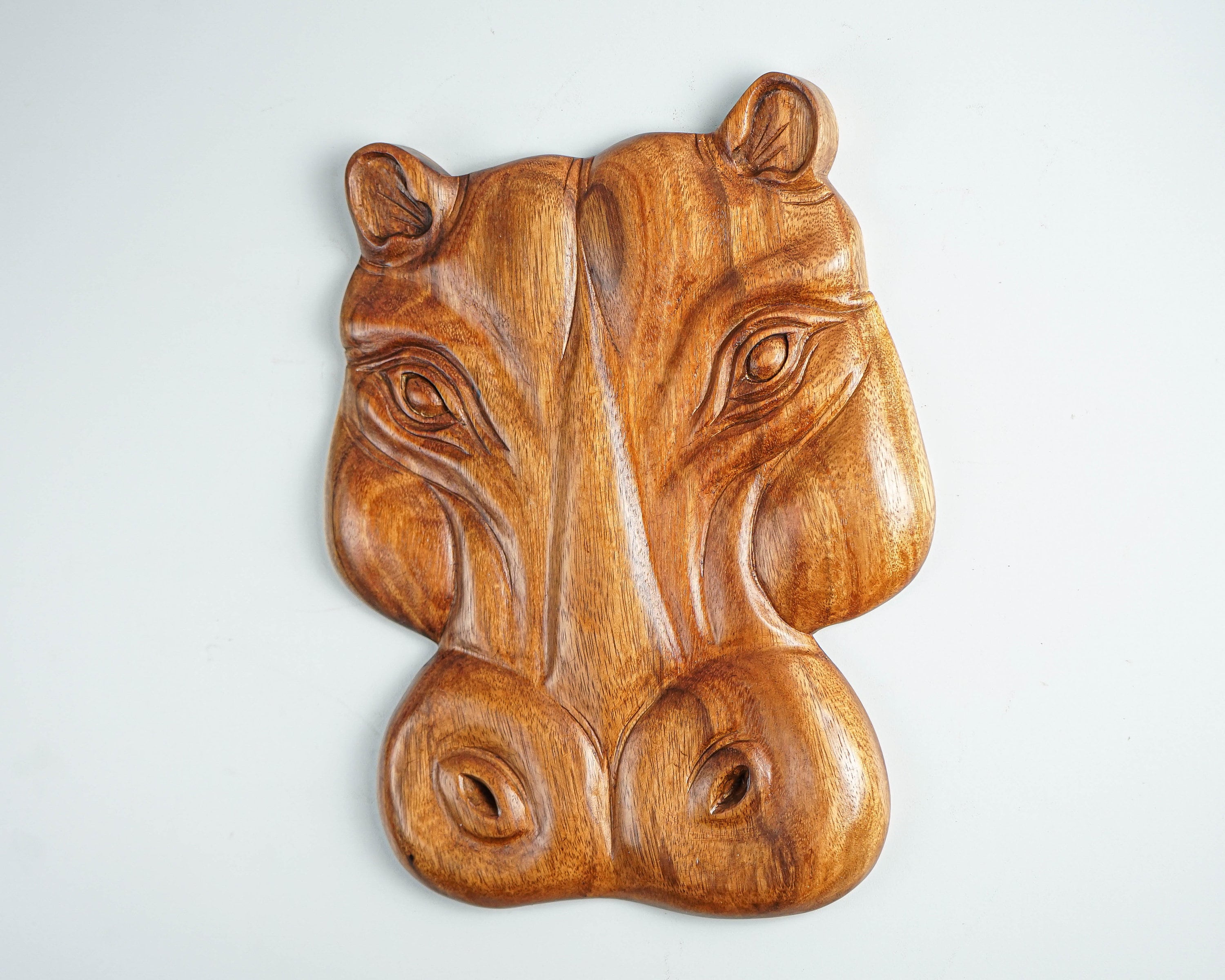 Hippo Wall Decor, Hippopotamus, Wild Animal, Hand Carved, Wood Carving ...