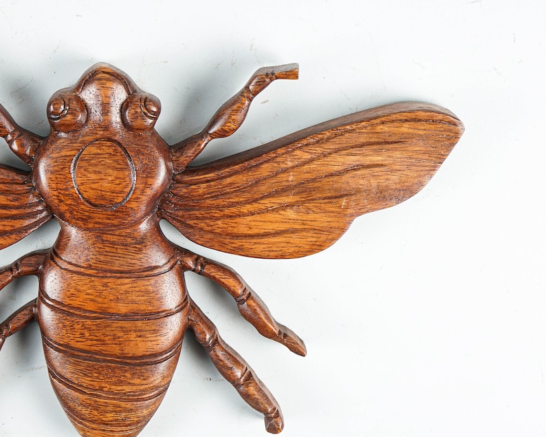 Bee Wall Art Wood Carving Insect Statue Handcrafted Animal - Etsy