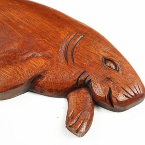 Manatee Wall Ornament, Wooden Statue, Wall Art, Wood Carving, Handmade ...