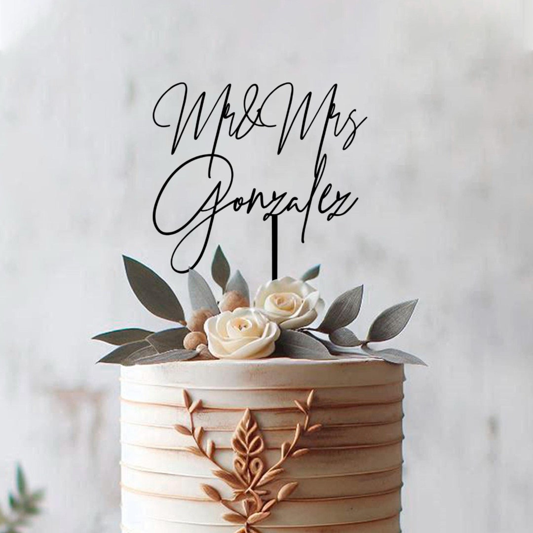 Personalized Cake Topper, Custom Names Cake Topper, Mr and Mrs Cake ...