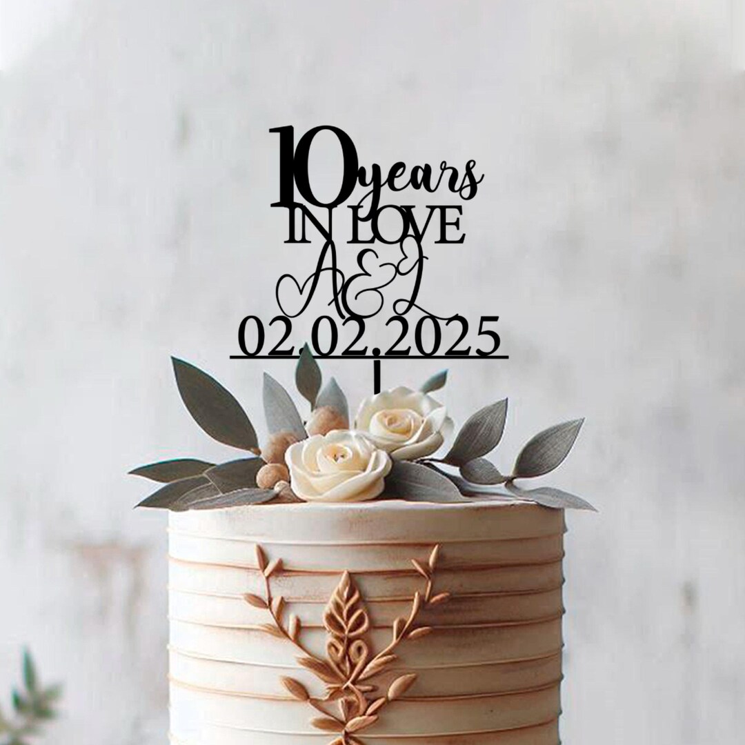 Custom Initial Wedding Cake Toppers, Gold Date Cake Topper, Rustic ...