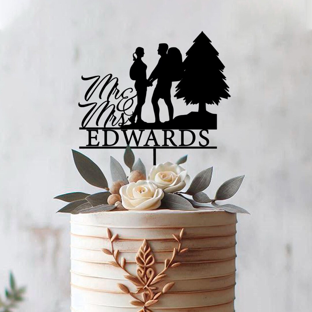 Hiking Cake Topper, Camping Wedding Cake Topper, Mountain Cake Topper ...
