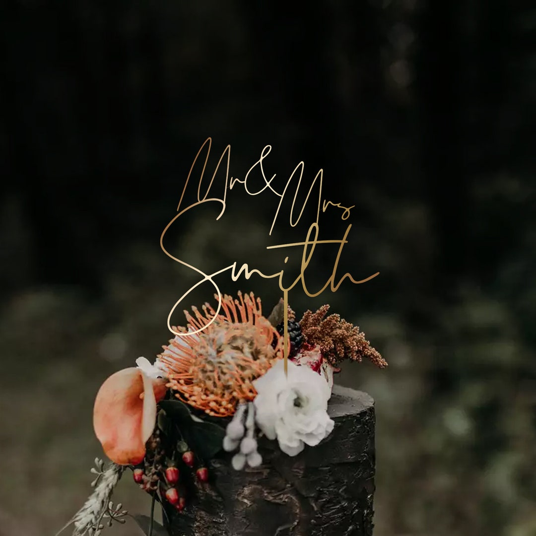 Rustic Gold Wedding Cake Topper by Luxtomi Gold, Silver, Rose Gold or ...