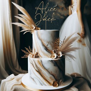 Personalized Cake Topper for Wedding, Rose Gold Unique Wedding ...