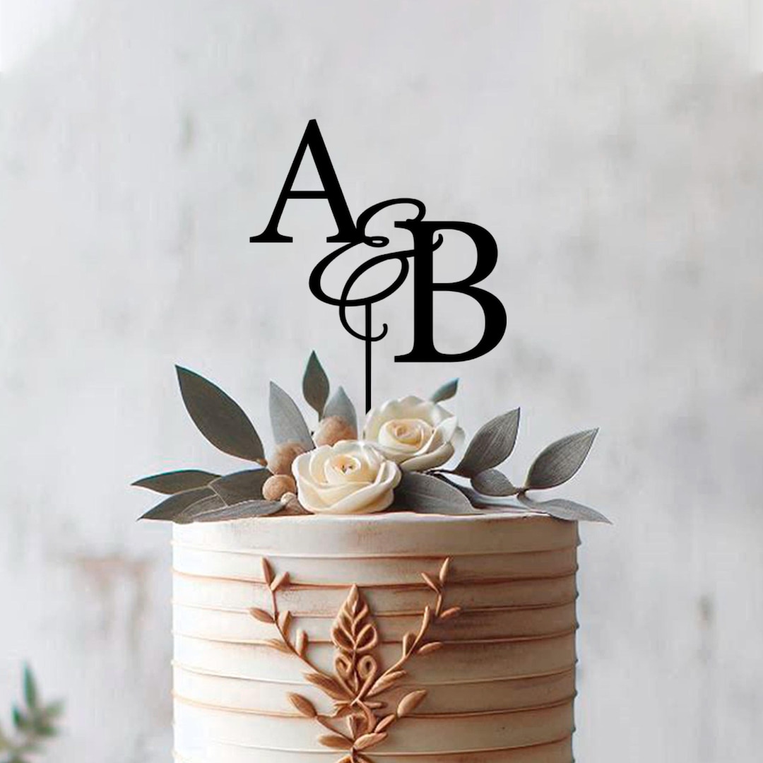 Gold Monogram Wedding Cake Topper Personalized,custom Initials Cake ...