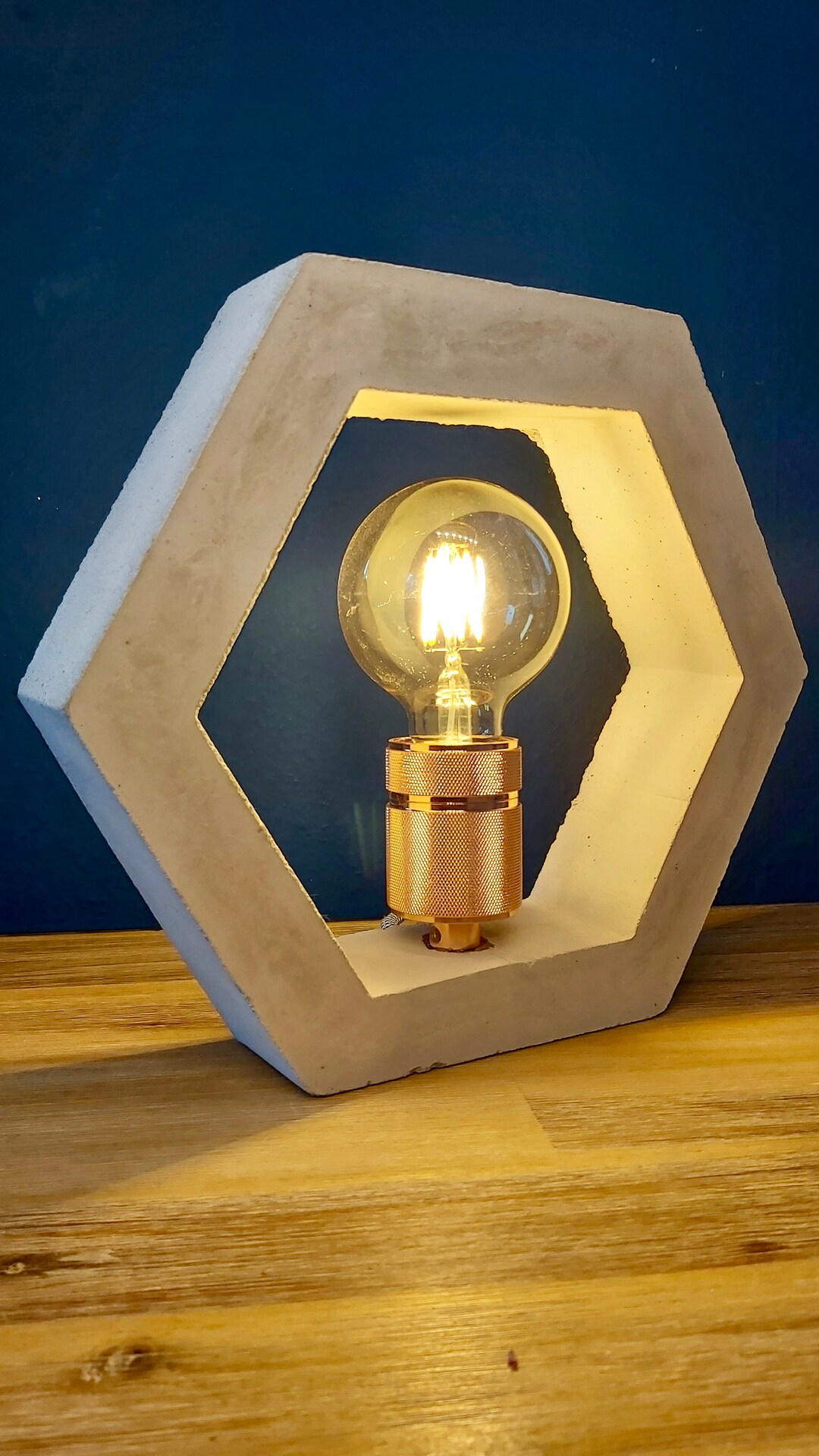 Concrete Lamp Hexagon Table Lamp Unique Bedside Lamp Gift Decorative ...