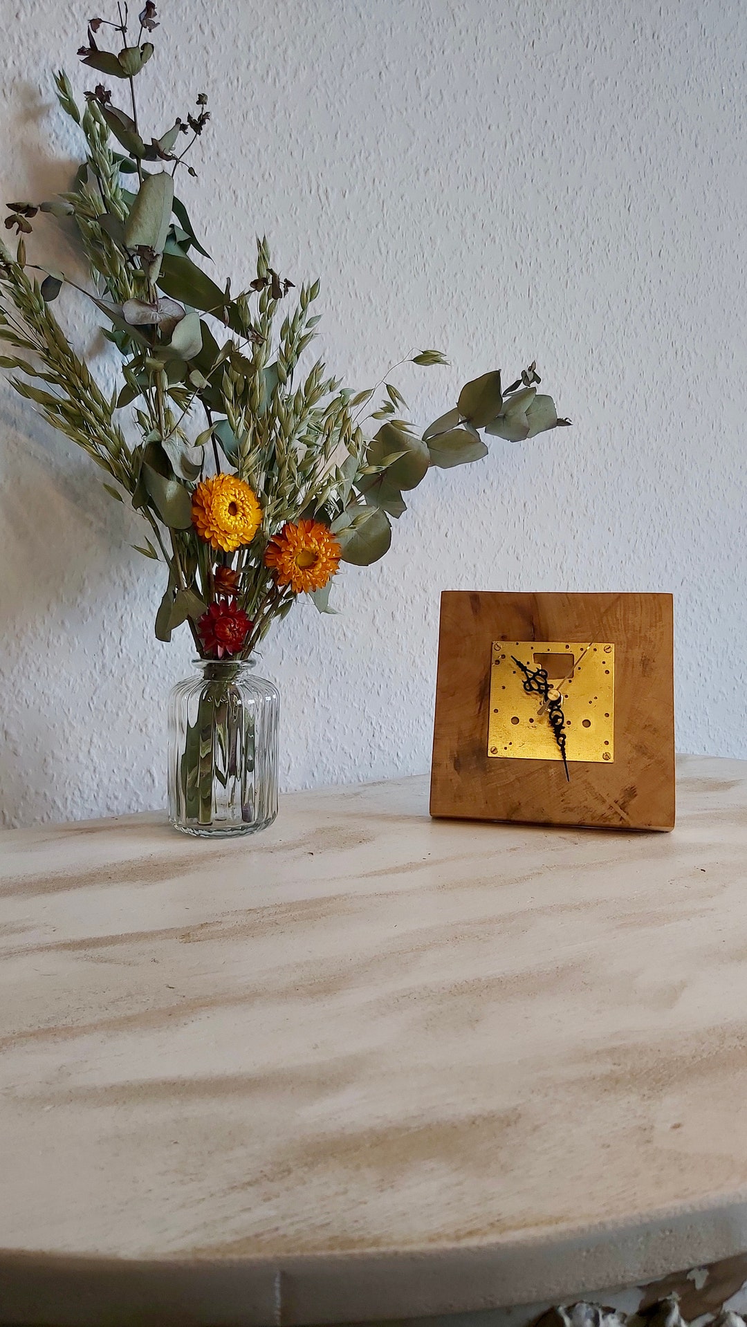 Unique Table Clock Made of Solid Wood With Antique Clock Elements - Etsy