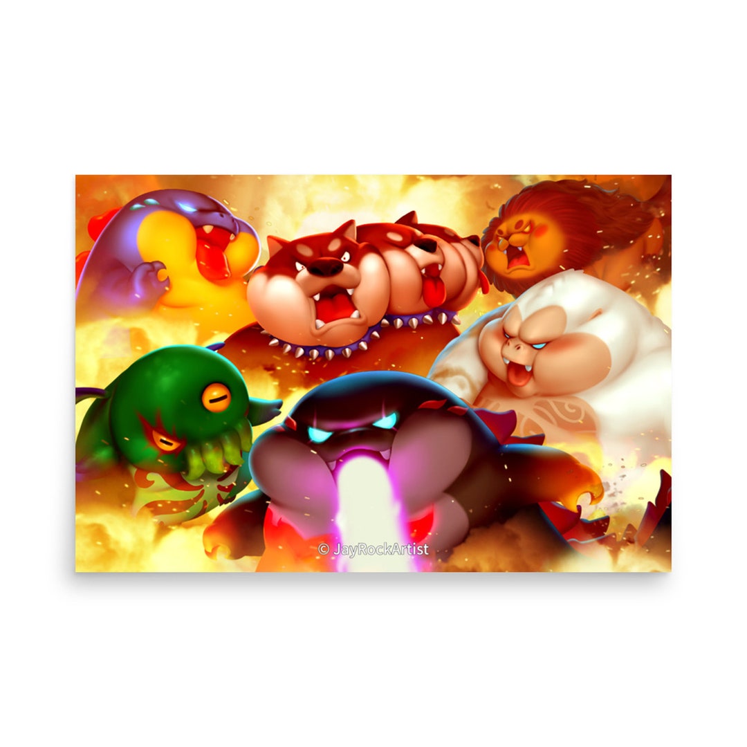 Chubby Monsters - Art Print, Jayrockartist - Etsy