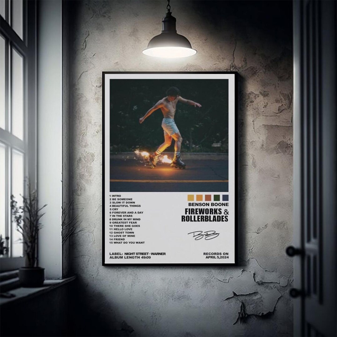 Benson Boone Fireworks & Rollerblades Album Cover Print – Canvas ...