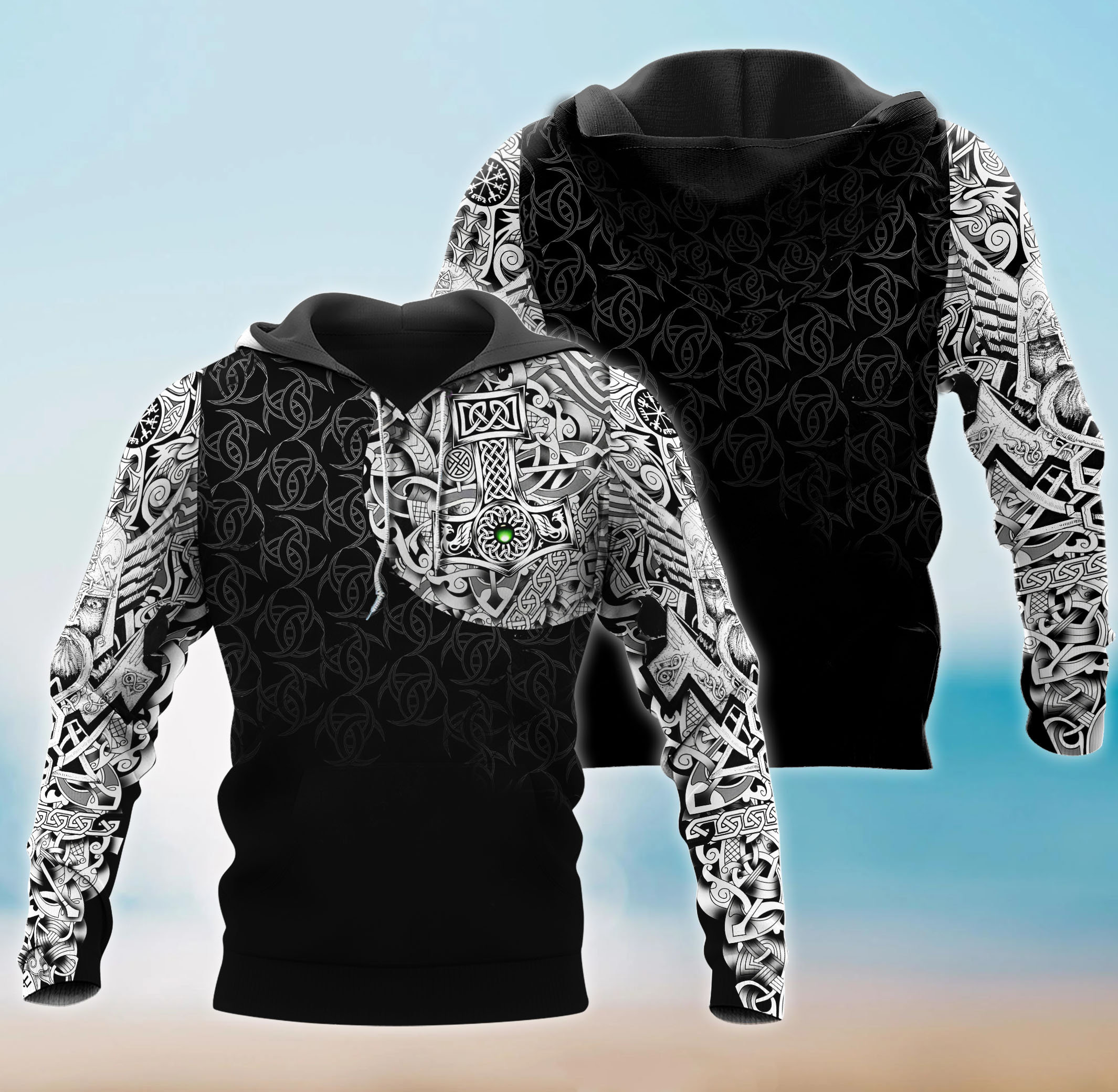 Viking Odin Norse Valhalla Tattoo Unisex 3D Hoodie, T-shirt, Sweater ...