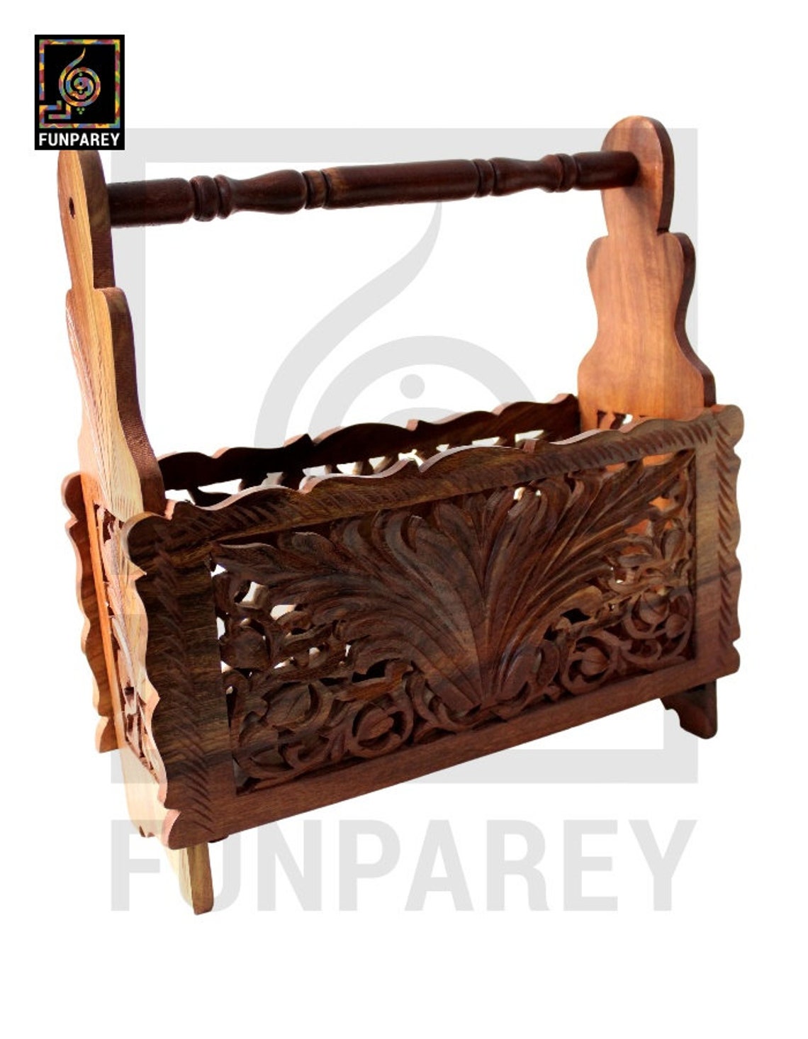 Hand Carved Wooden Foldable Table Rack 15 Magazine Rack - Etsy