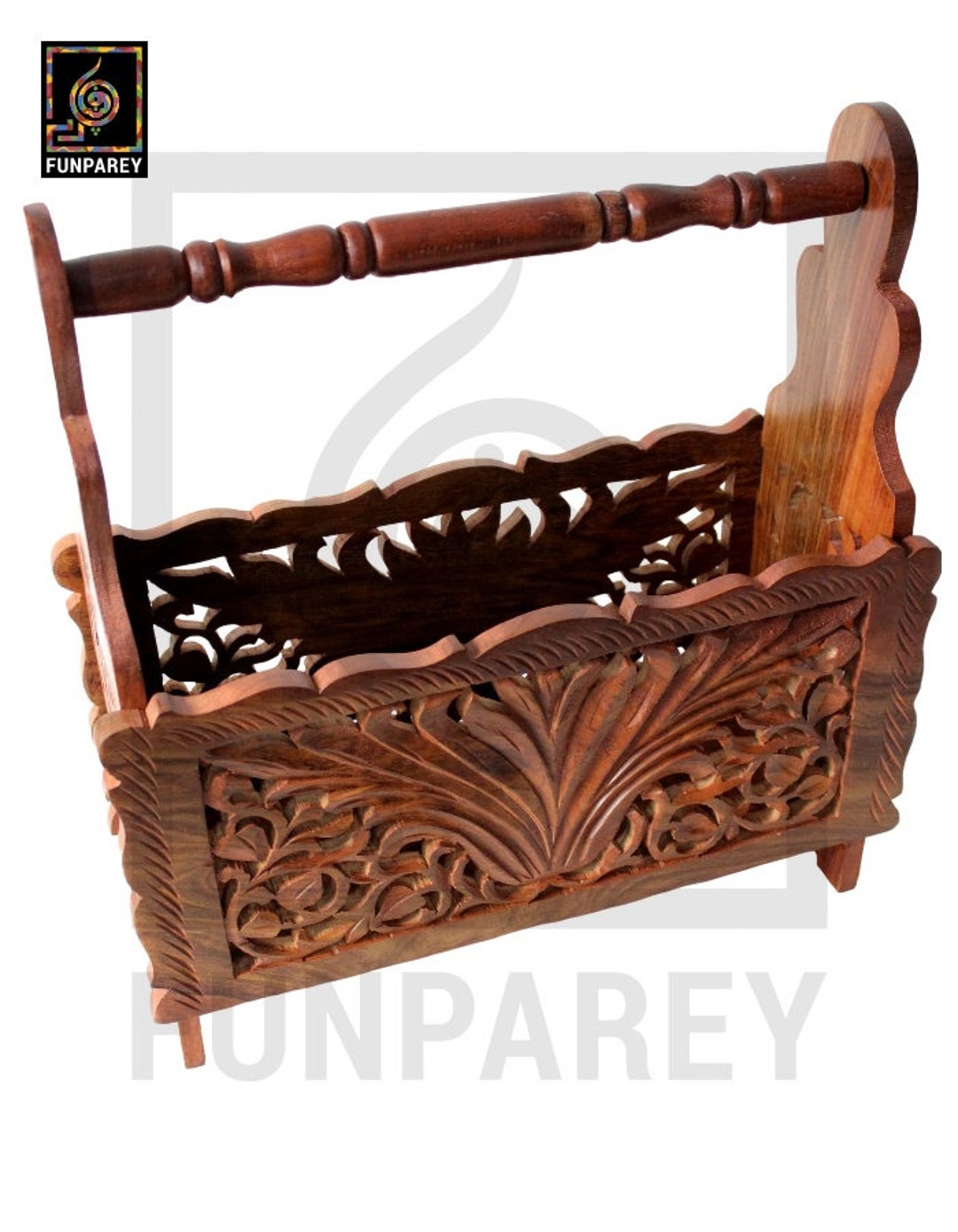 Hand Carved Wooden Foldable Table Rack 15″ Magazine Rack - Etsy