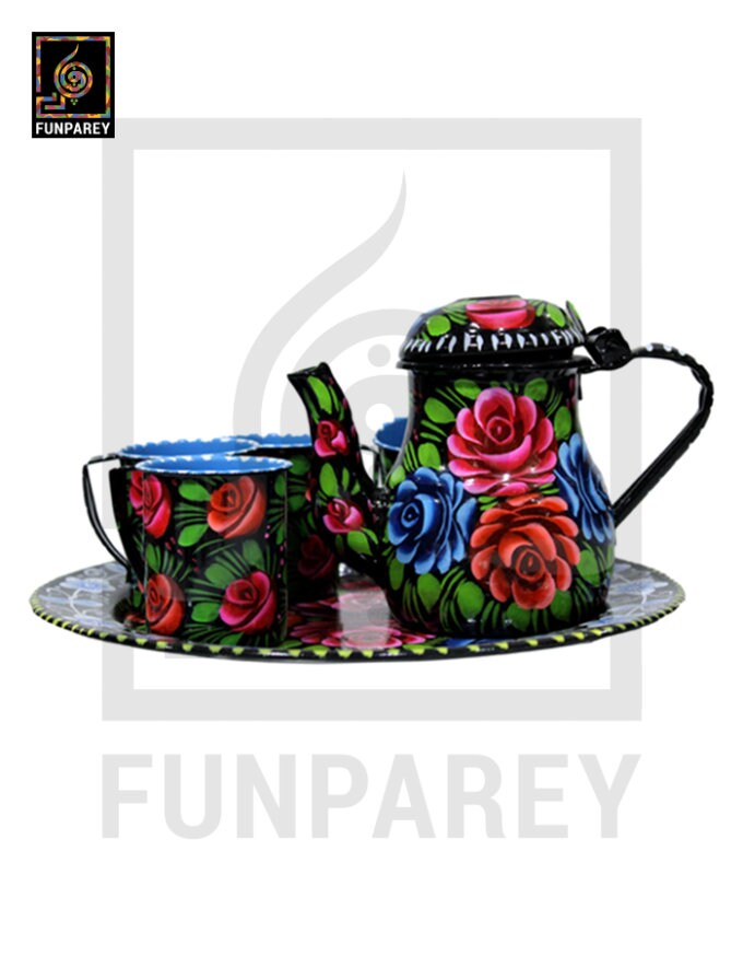 Truck Art Enamelware Tea Set - (tamchini Chainak Set) Black - Etsy UK