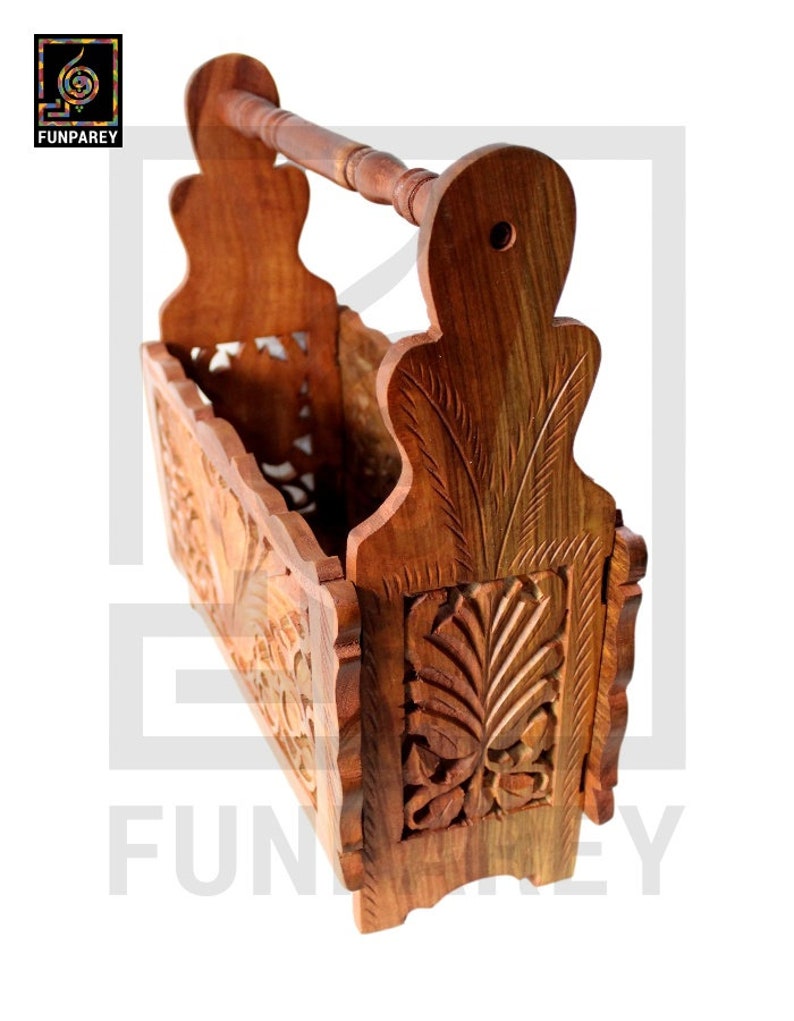 Hand Carved Wooden Foldable Table Rack 15″ Magazine Rack - Etsy