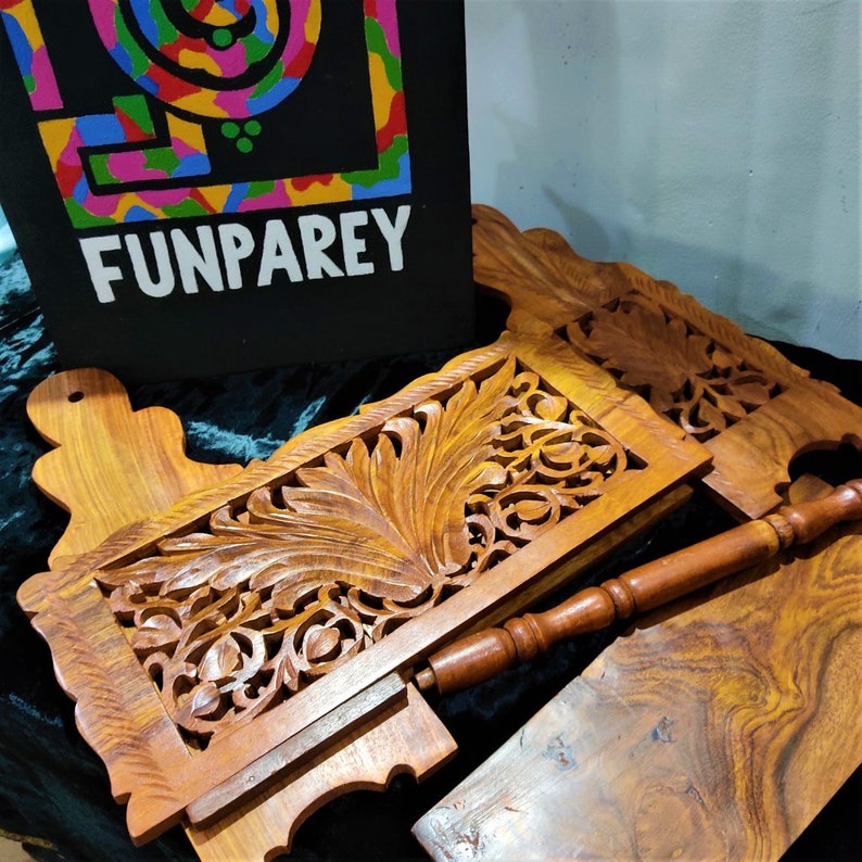 Hand Carved Wooden Foldable Table Rack 15″ Magazine Rack - Etsy