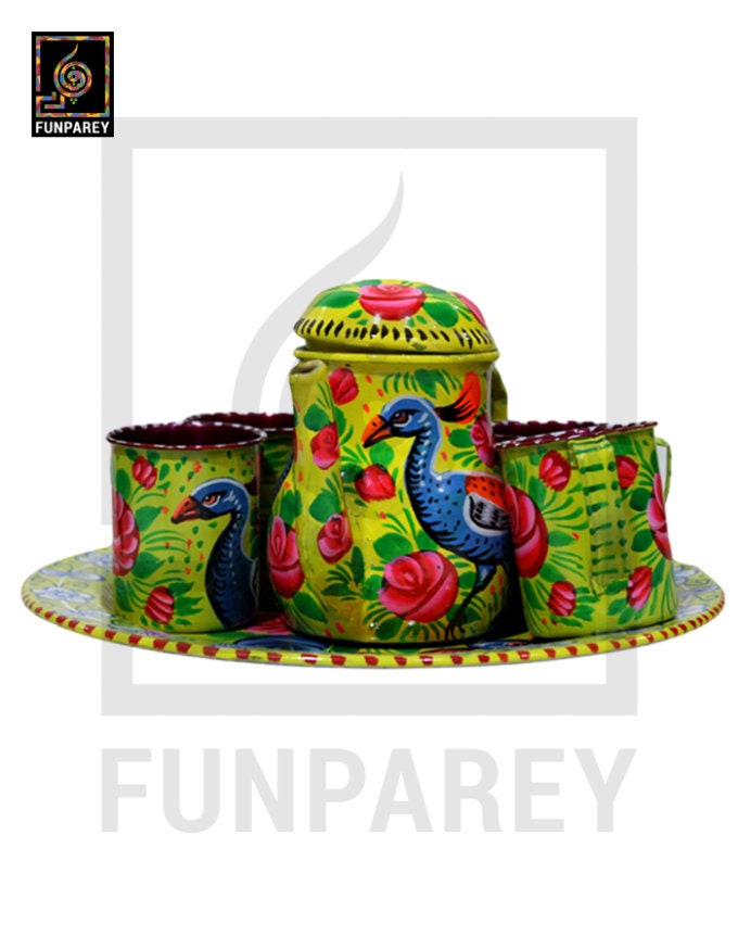 Truck Art Enamelware Tea Set - (tamchini Chainak Set) Yellow - Etsy