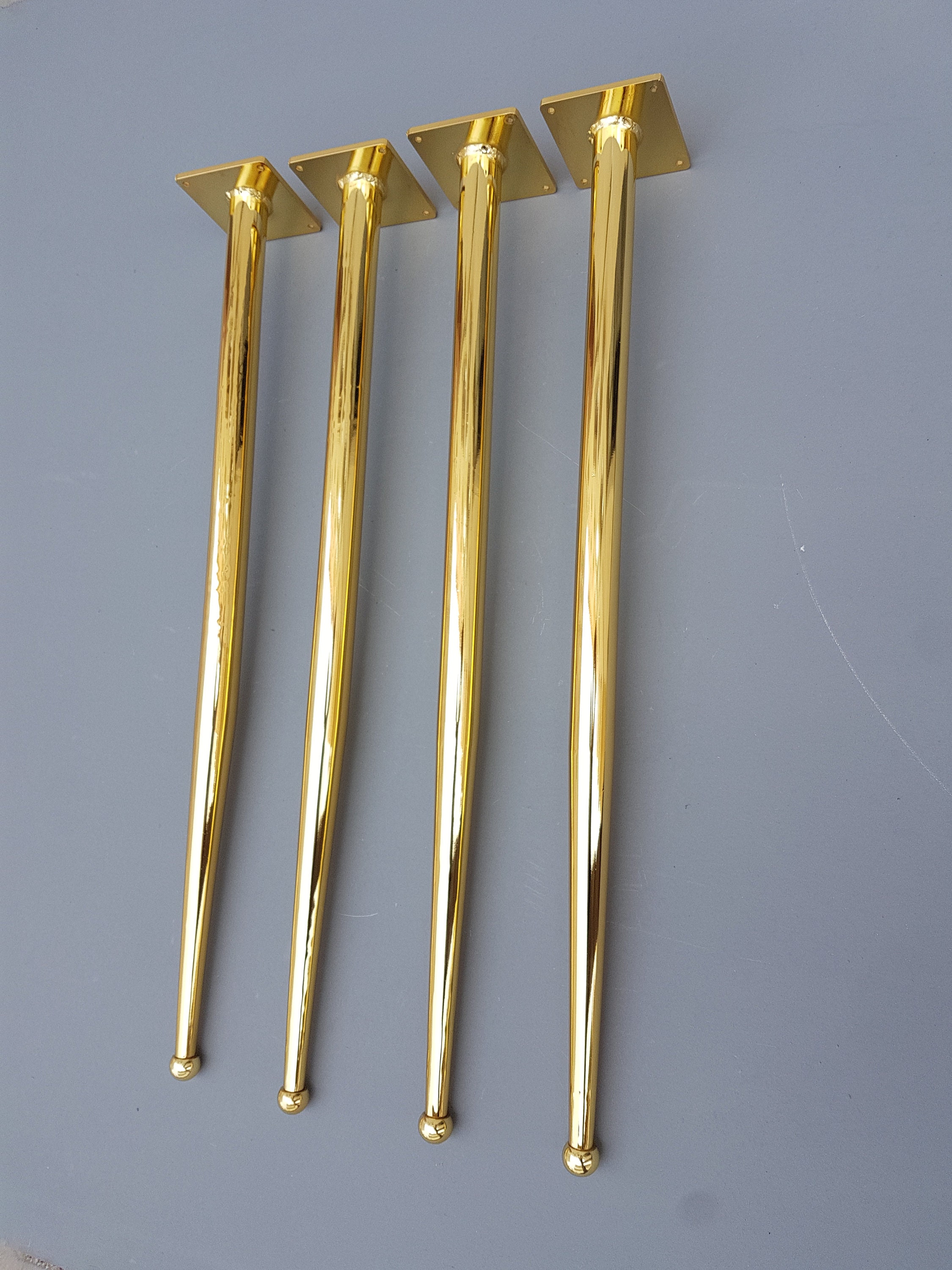 Set of 4 Gold Metal Table Legs, Adjustable Feet, 28 Inch - Etsy