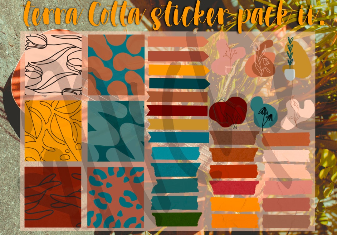 Terra Cotta Sticker Pack Ii. washi Tape/stickers/calendar Backgrounds ...