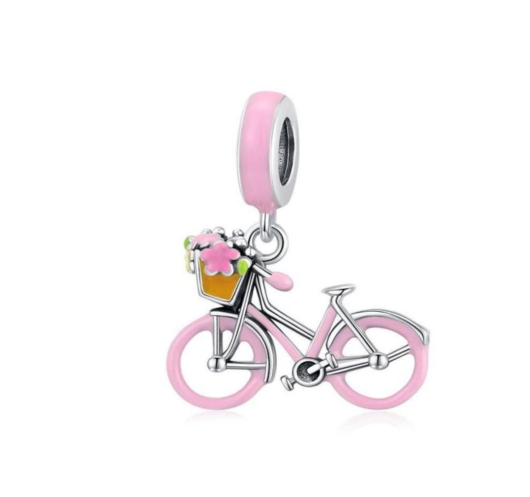 Pink Bicycle Charm, Bike Charm, Travel Charm, Trip Charm, Charm for ...
