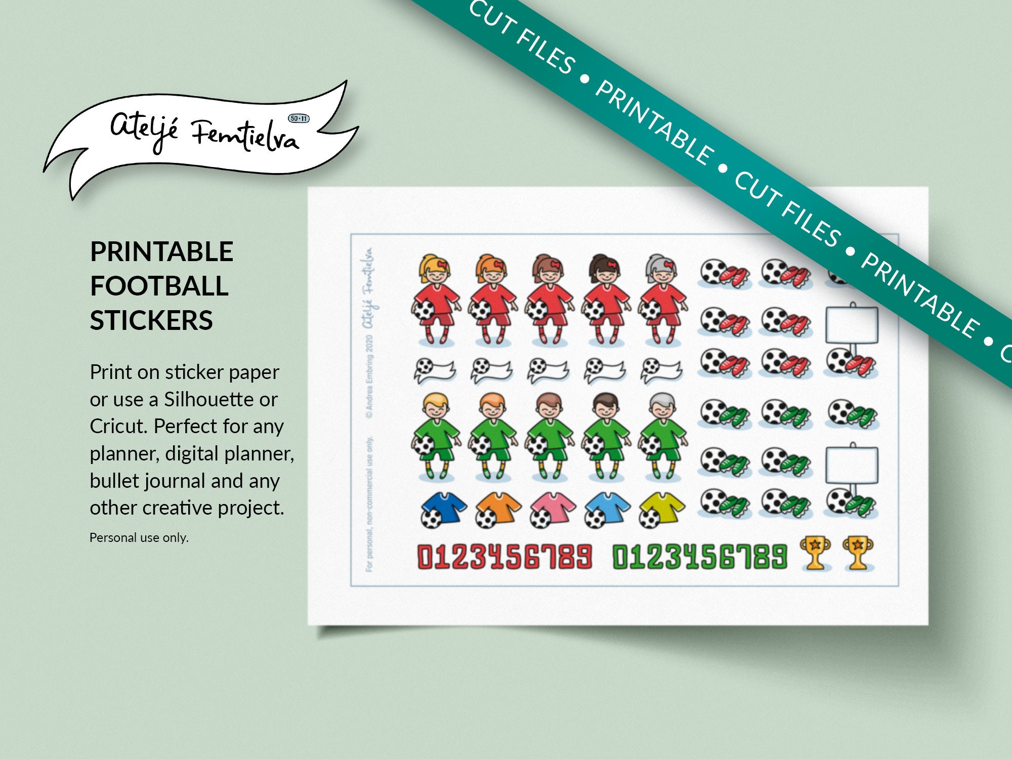 Printable Football Stickers, Clip Art, Perfect for Planners, Bullet ...